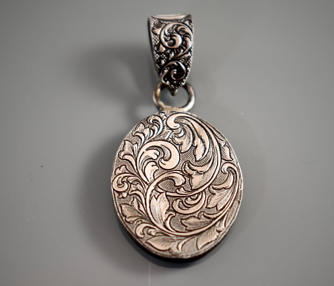 Art Nouveau Hand Drawn Botanical Scrollwork Design Solid Fine Silver ...