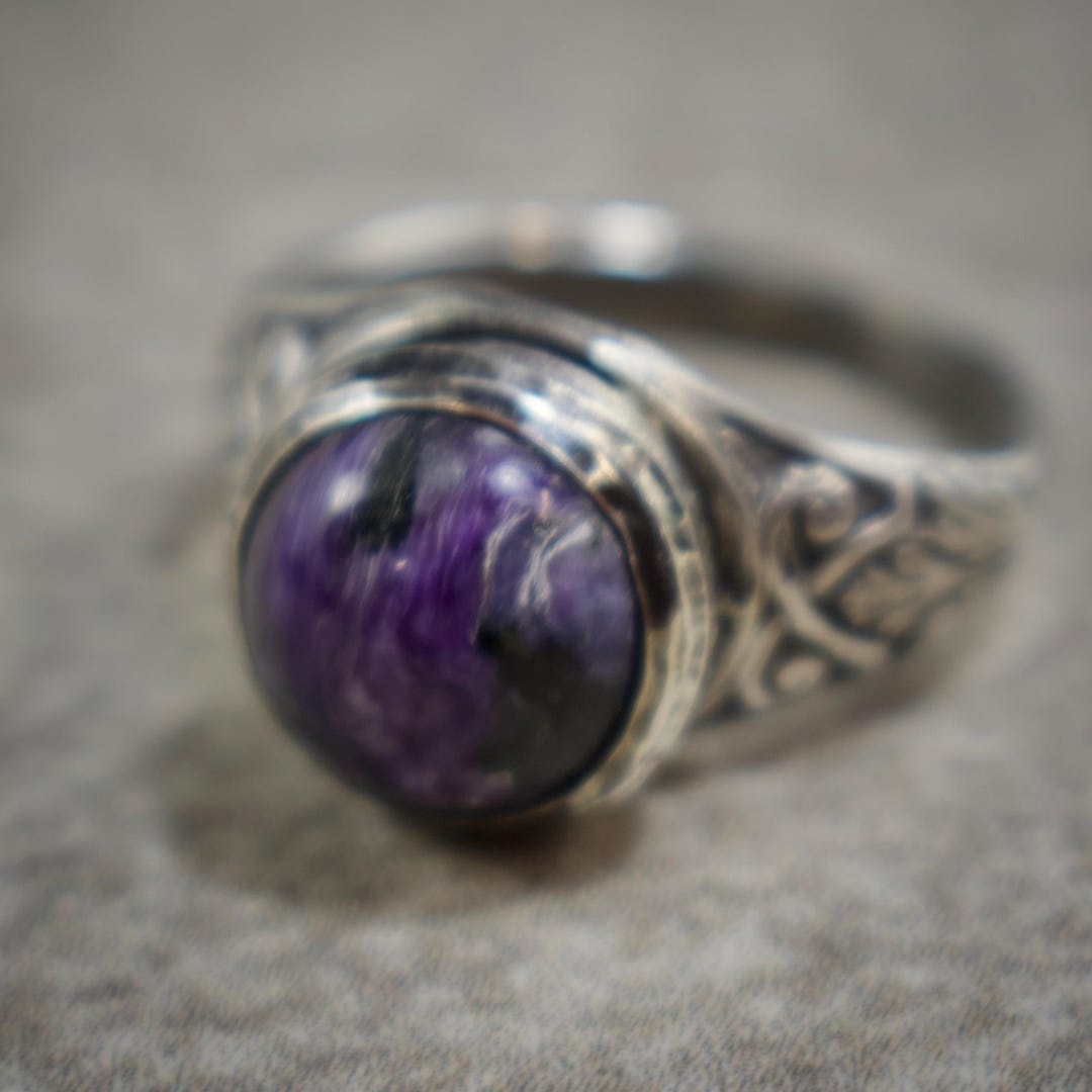 Vintage Design Sterling Silver Art Deco Ring With Natural Siberian ...