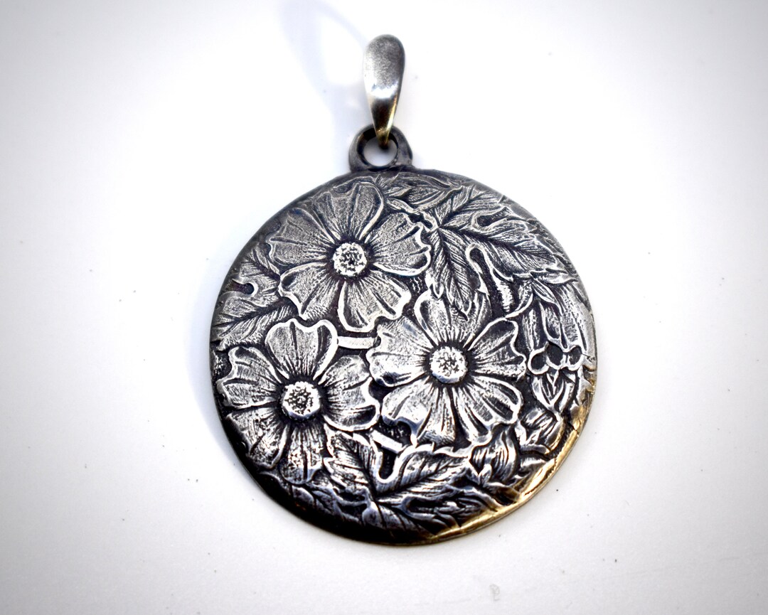 Classic Art Nouveau Flowers Hand Crafted Sterling Silver Silver Pendant ...
