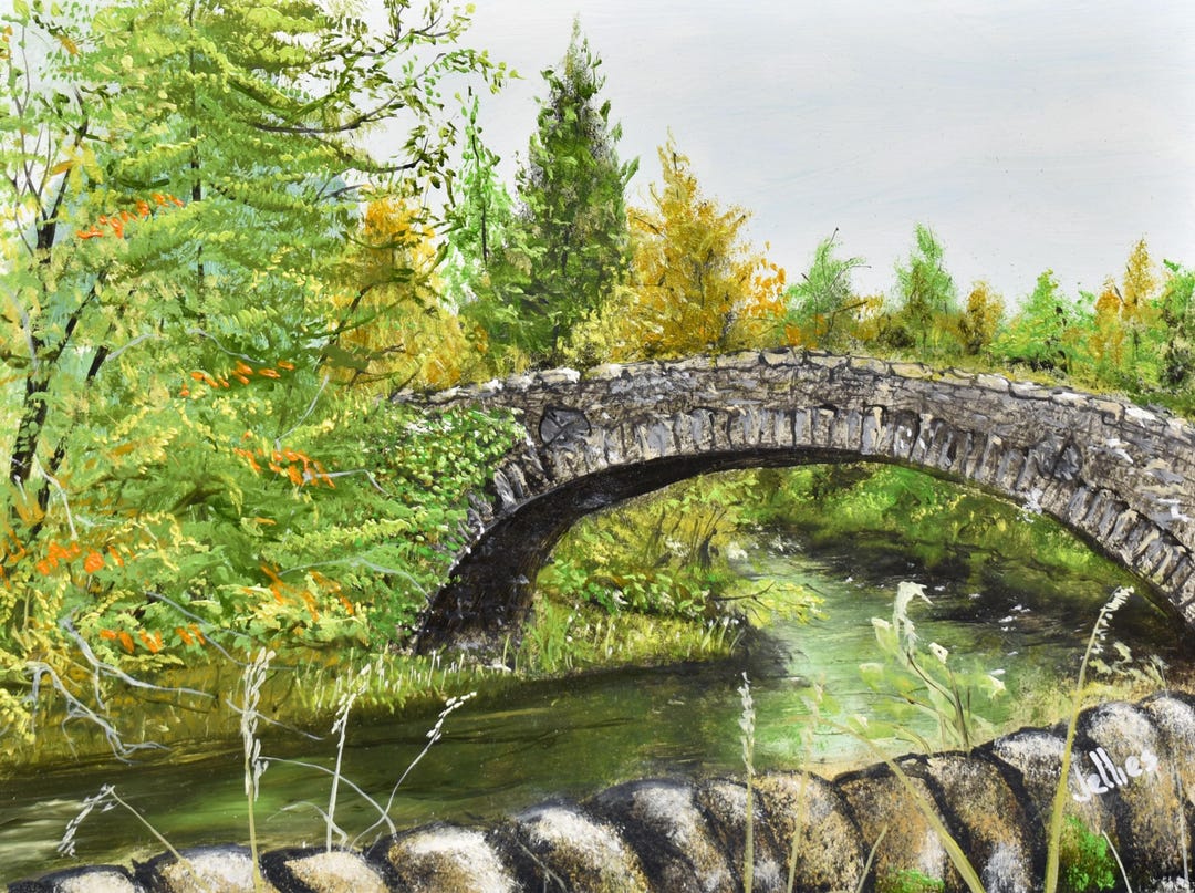 Original Oil Painting of A Stone Bridge Over River Earn in Scotland - Etsy