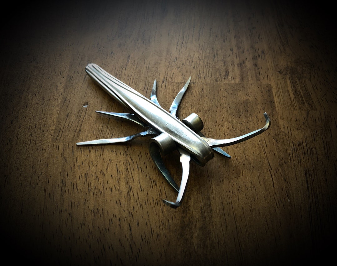 Welded Steel Fantasy Bug Insect Sculpture Made From Stainless Cutlery ...