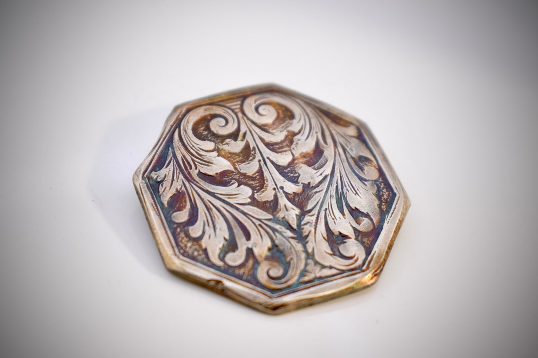 Beautiful Art Nouveau Engraved Scrollwork Silver Pin - Etsy UK