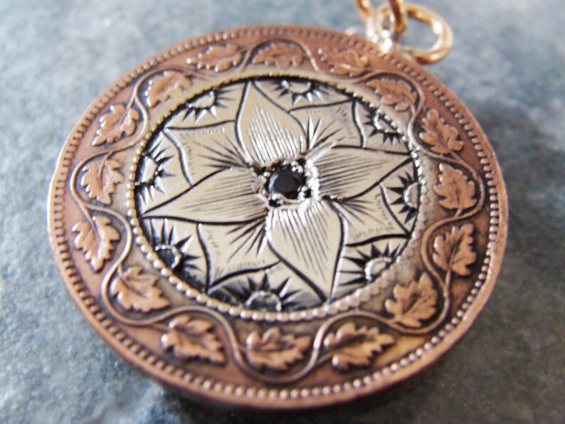 Hand Engraved Art Nouveau Copper Coin with Sterling Silver | Etsy