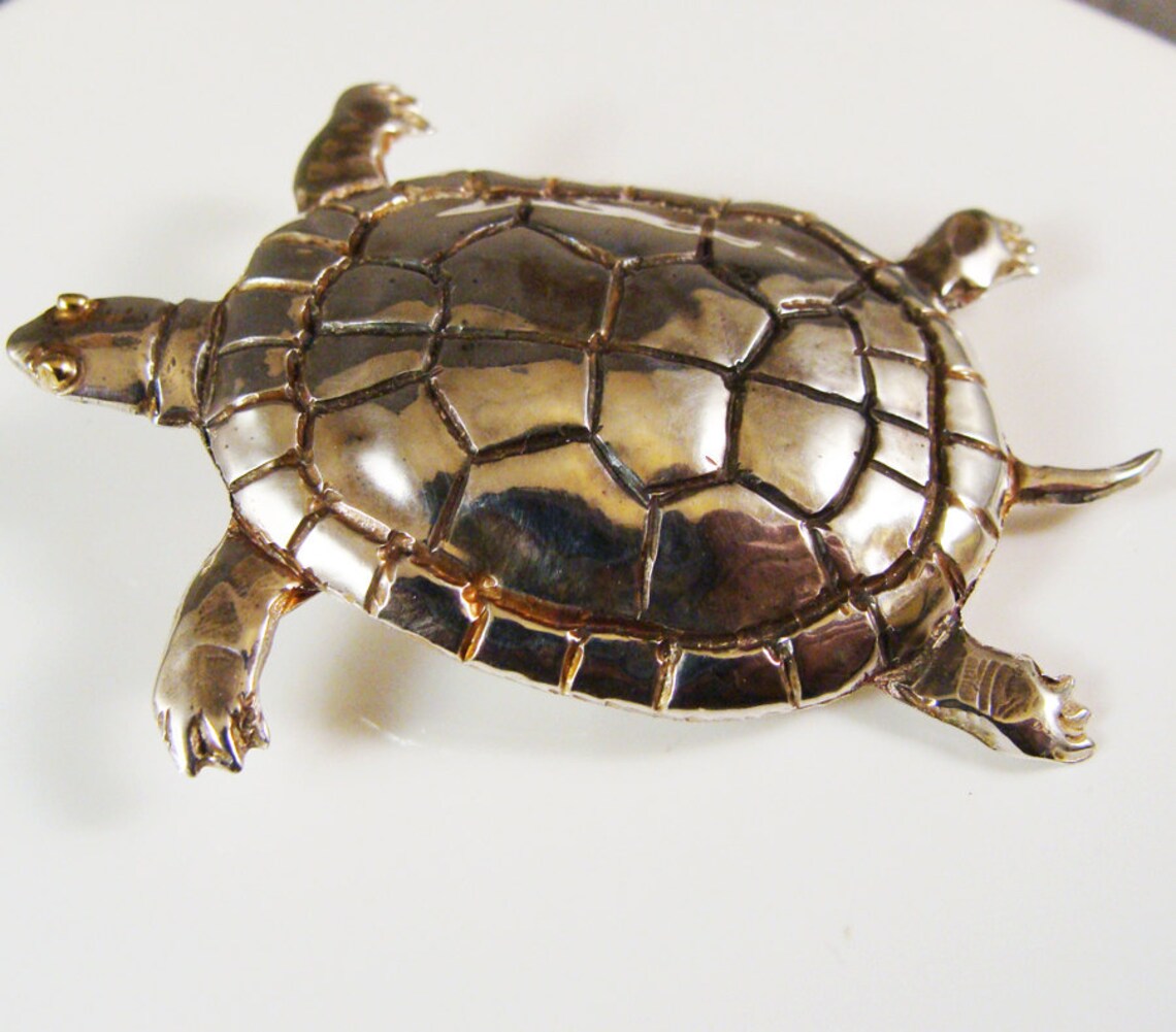 Art Nouveau Inspired Design Sterling Silver Turtle Brooch Hand - Etsy