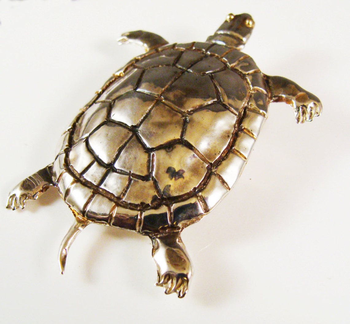 Art Nouveau Inspired Design Sterling Silver Turtle Brooch Hand - Etsy
