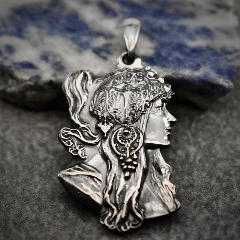 Silver Mucha Pendant - Etsy