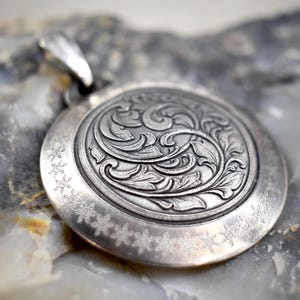 Classical Engraved Scrollwork Design Carved Into Sterling Silver ...