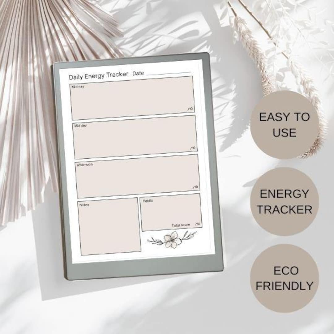Daily Energy Tracker Remarkable Paper Pro - Etsy