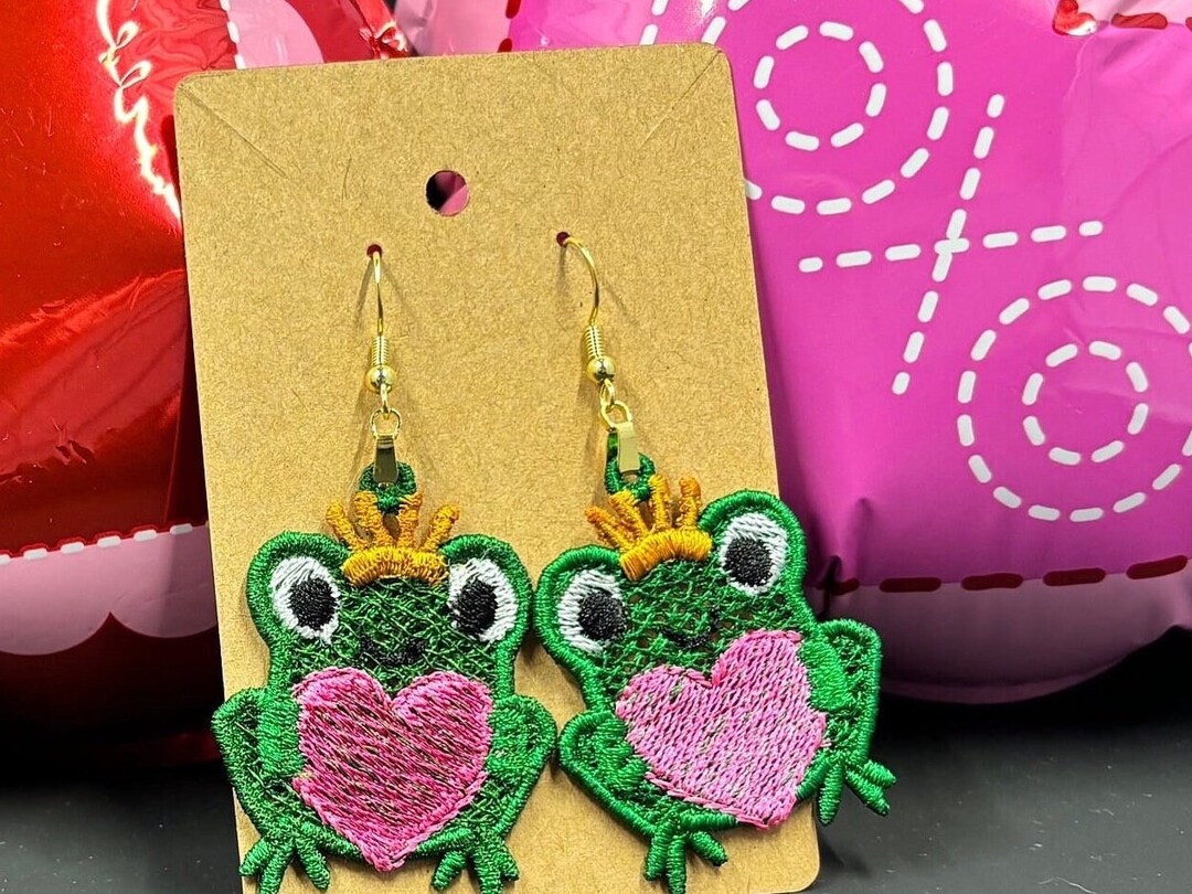 Frog Prince Valentines Day Gift Lace Earrings Handmade Lace Earrings ...