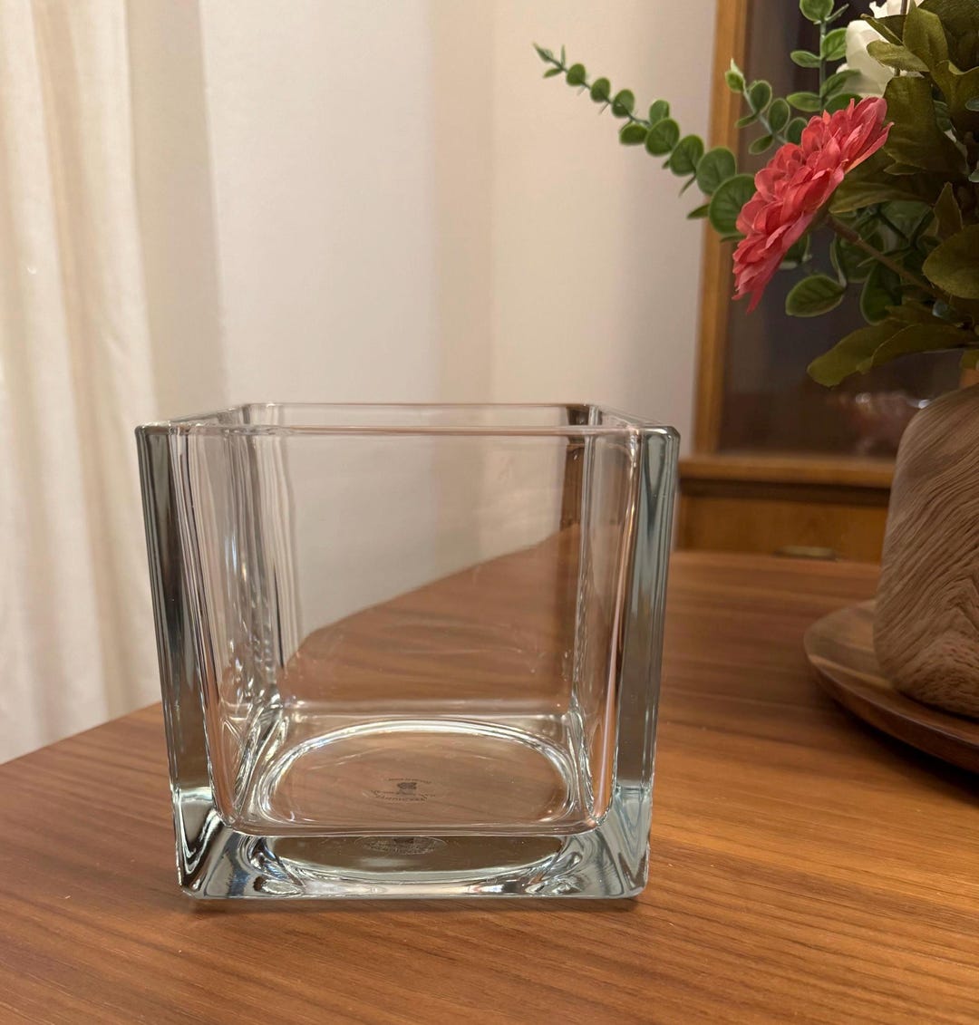 Glass Square Cube Clear Glass Flower Floral Vase Syndicate Home ...