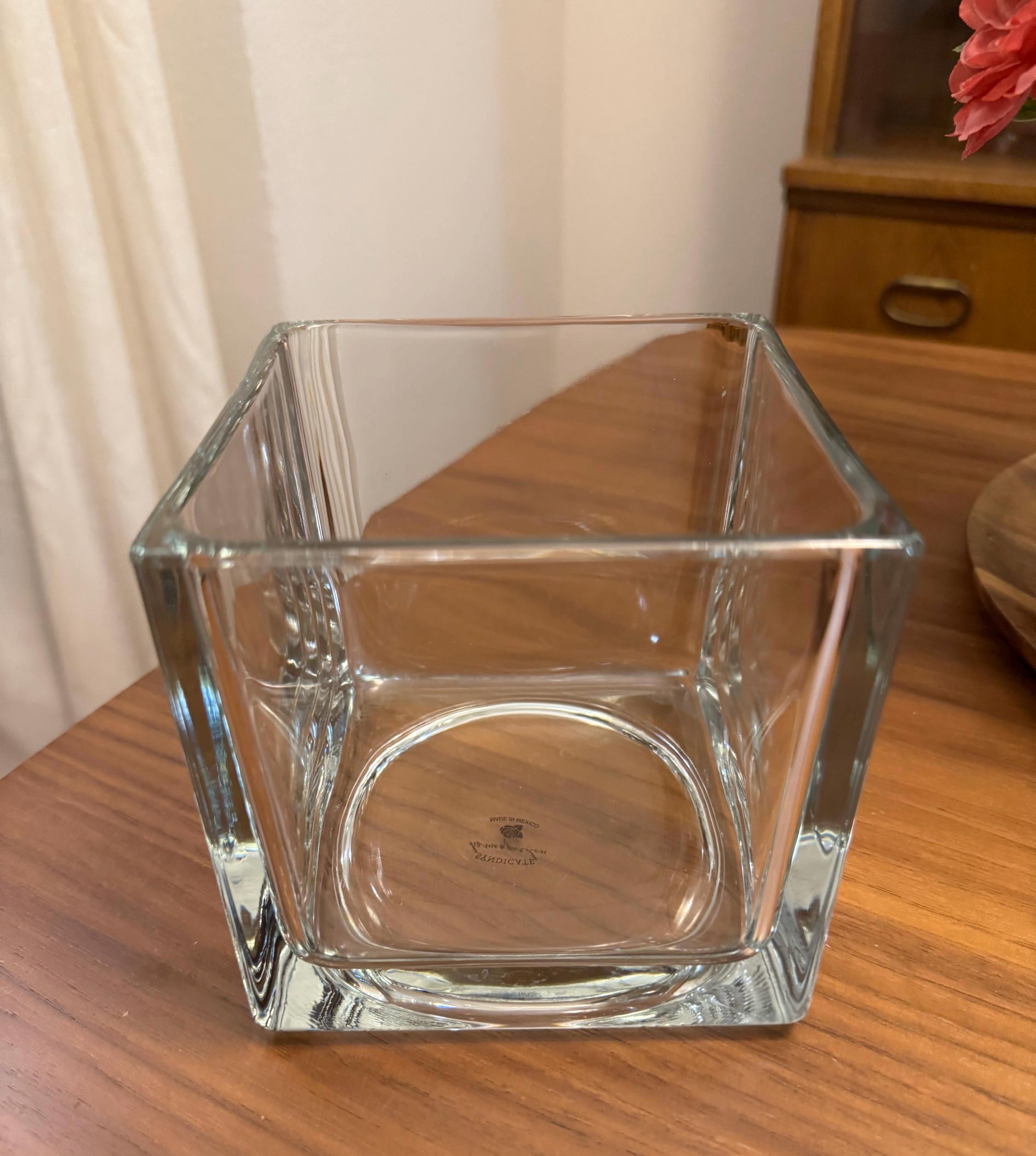 Glass Square Cube Clear Glass Flower Floral Vase Syndicate Home ...
