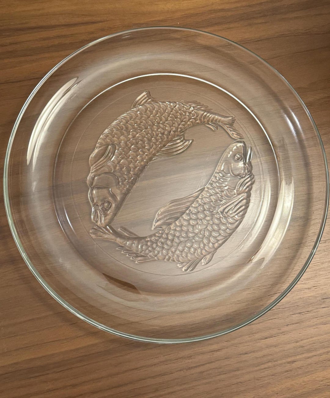 Large Vintage Koi Fish Glass Platter Serving Tray Accent Plate- 13 ...