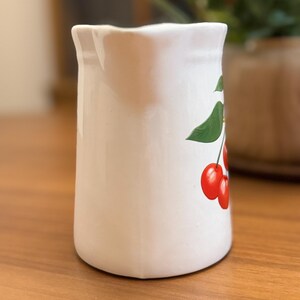 Vintage Ceramic White Pitcher With Handle and Cherries Pattern 6 Tall ...