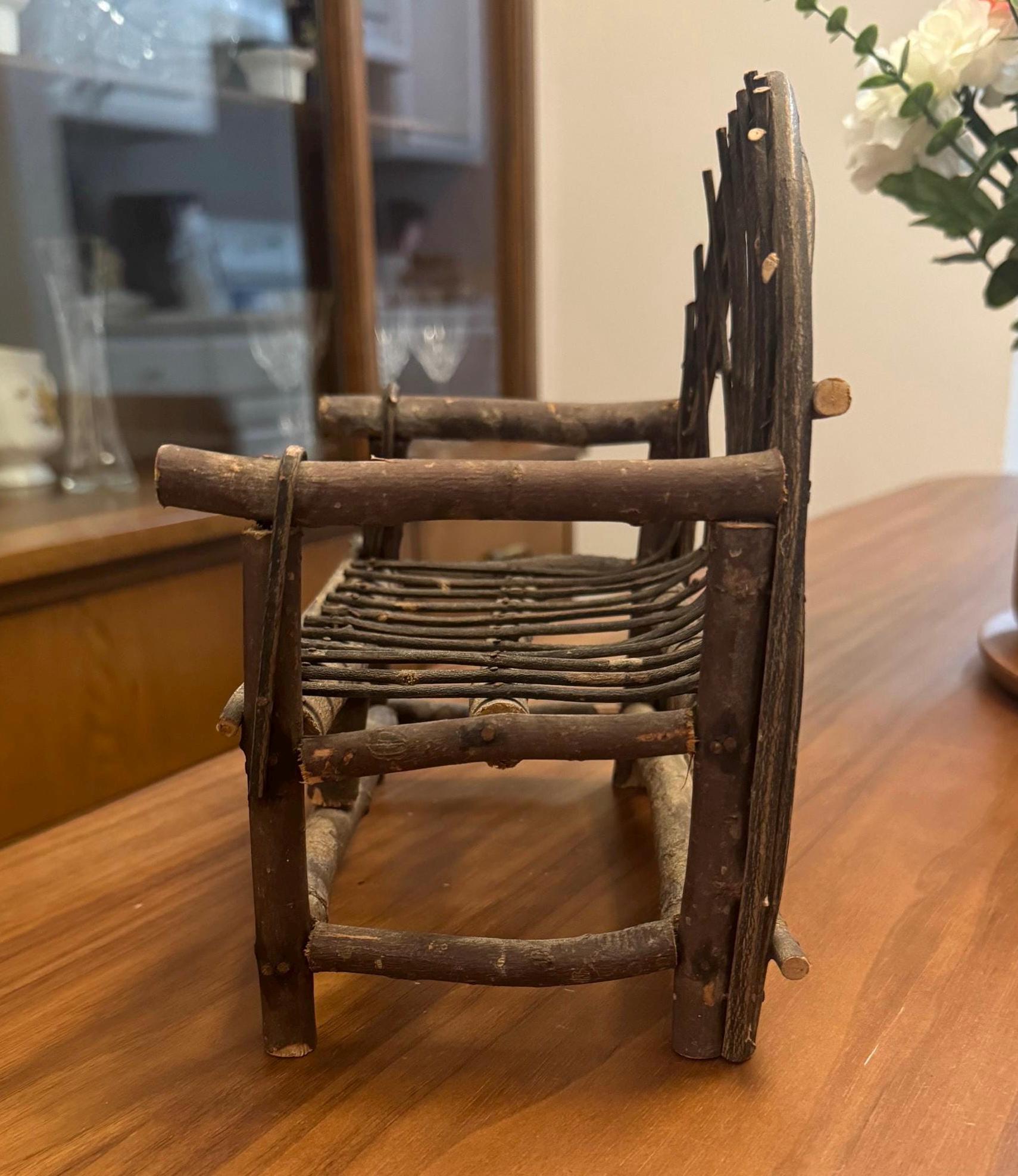 Vintage Rustic Country Cottagecore Wood Twig Loveseat Sofa Couch Chair ...