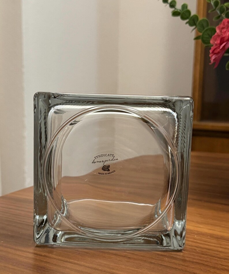 Glass Square Cube Clear Glass Flower Floral Vase Syndicate Home ...