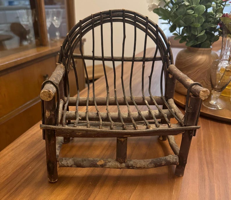 Vintage Rustic Country Cottagecore Wood Twig Loveseat Sofa Couch Chair ...