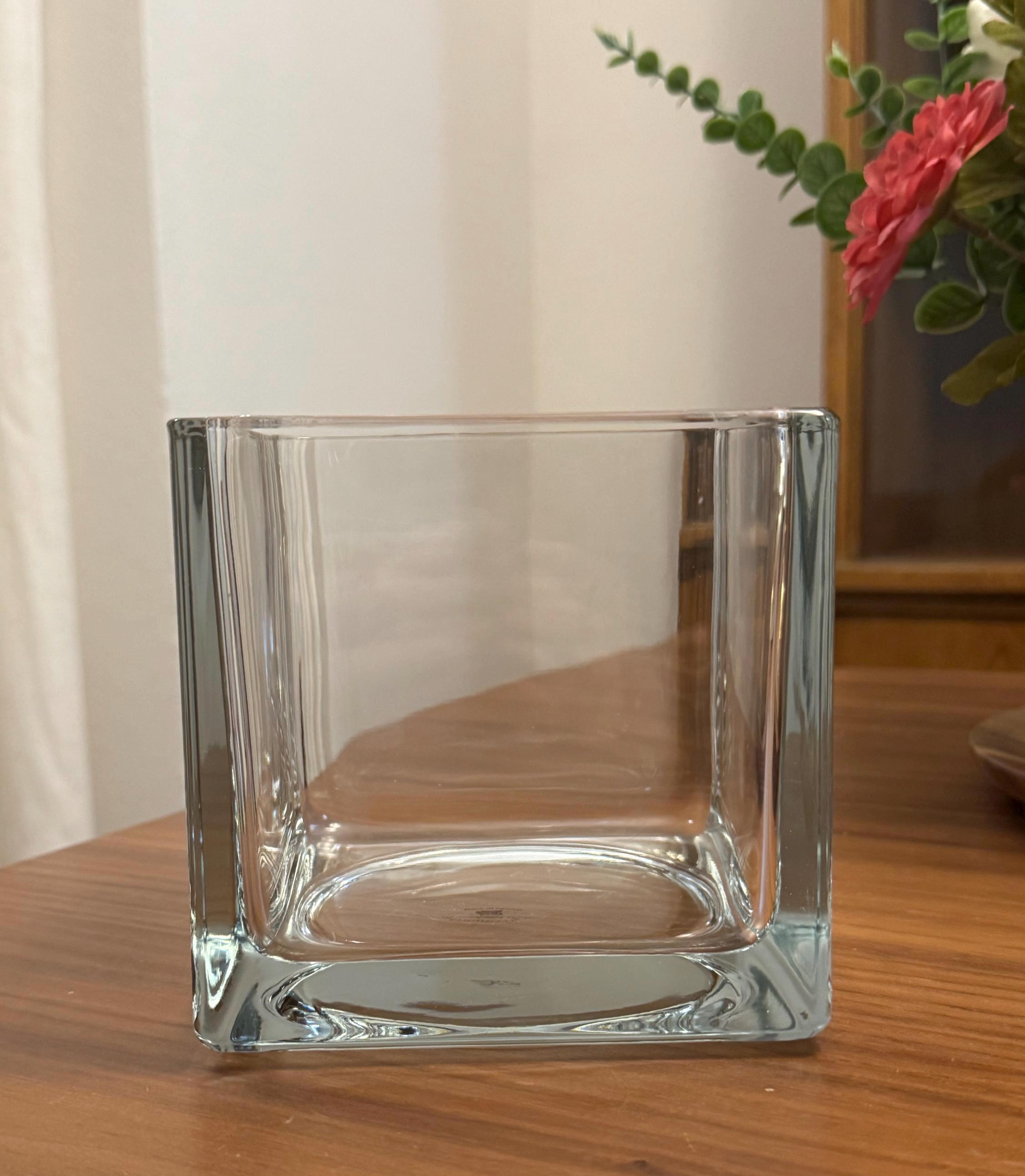 Glass Square Cube Clear Glass Flower Floral Vase Syndicate Home ...
