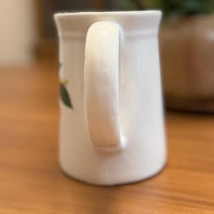 Vintage Ceramic White Pitcher With Handle and Cherries Pattern 6 Tall ...