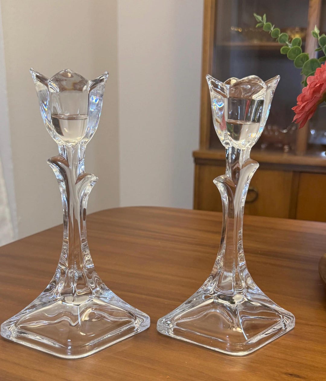 Vintage Set of 2 Toscany Tulip Clear 24% Lead Crystal Candlestick ...