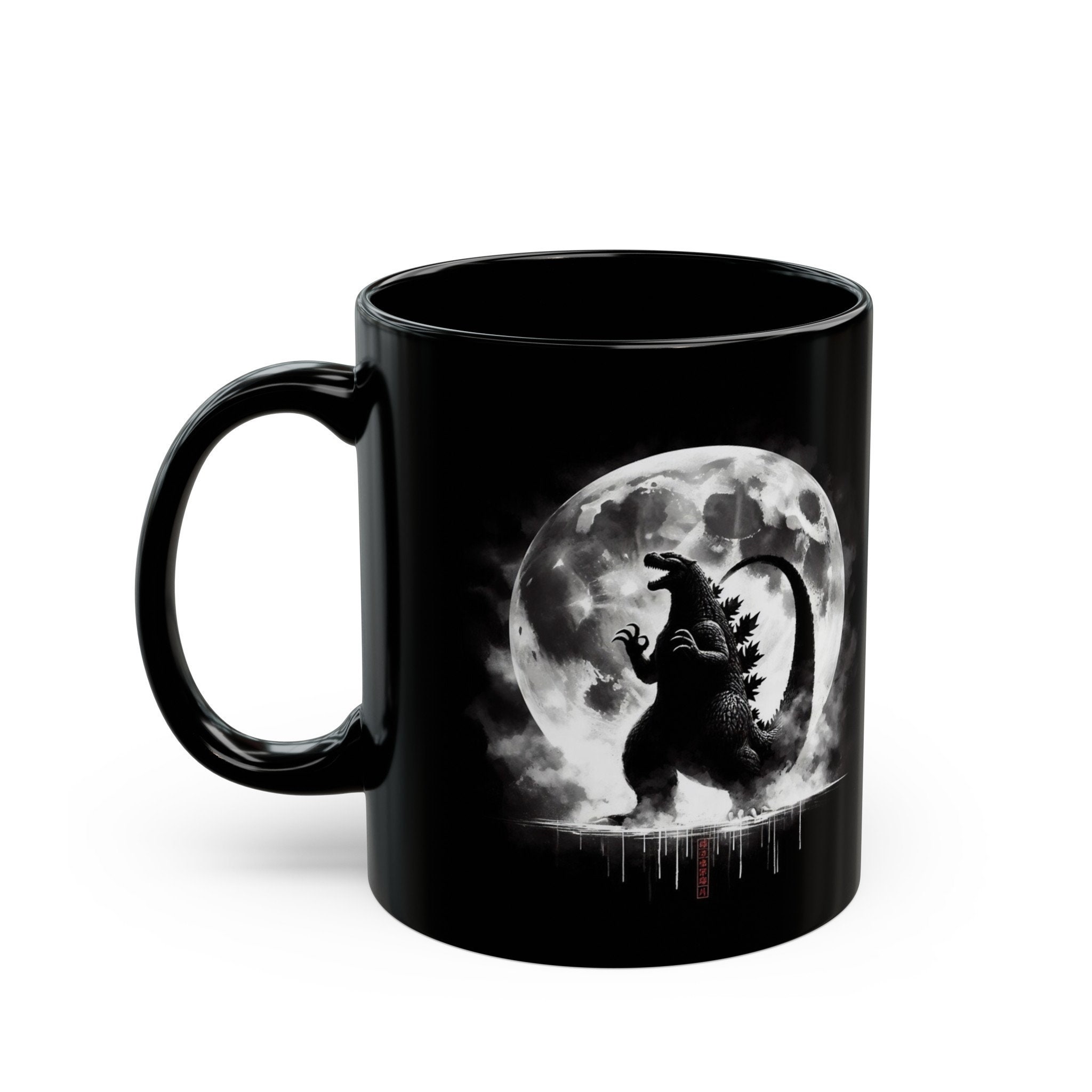Godzilla Moon Black Mug - Etsy