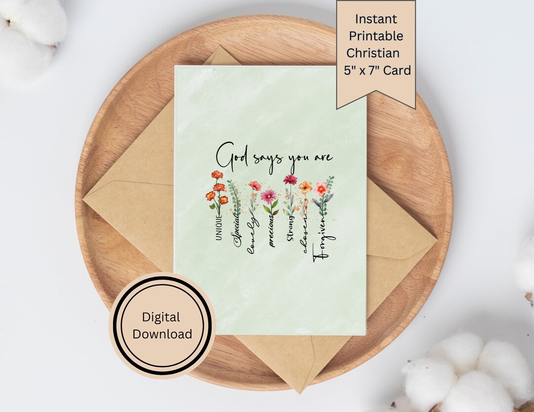 Printable 5x7 Christian Greeting Cards Set, Bible Verse Cards for Any ...