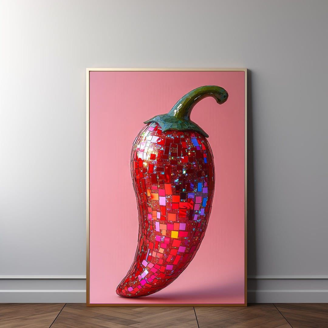 Chili Pepper Disco Ball: Disco Wall Art, Maximalist Wall Art, Dopamine ...