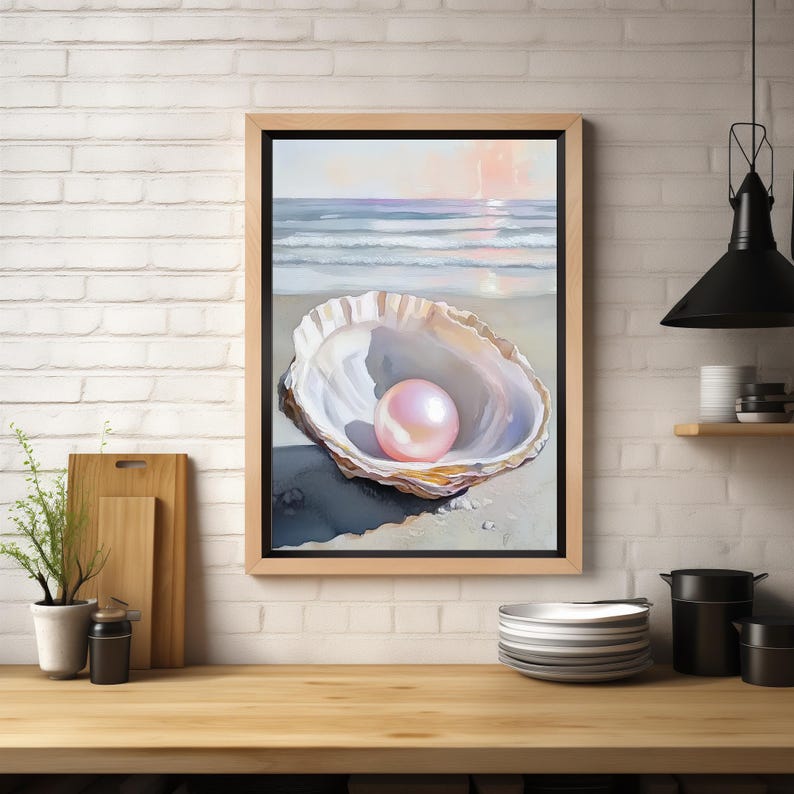 Pink Pearl Inside Seashell: PRINTABLE Wall Art, Trendy Coastal Wall Art ...