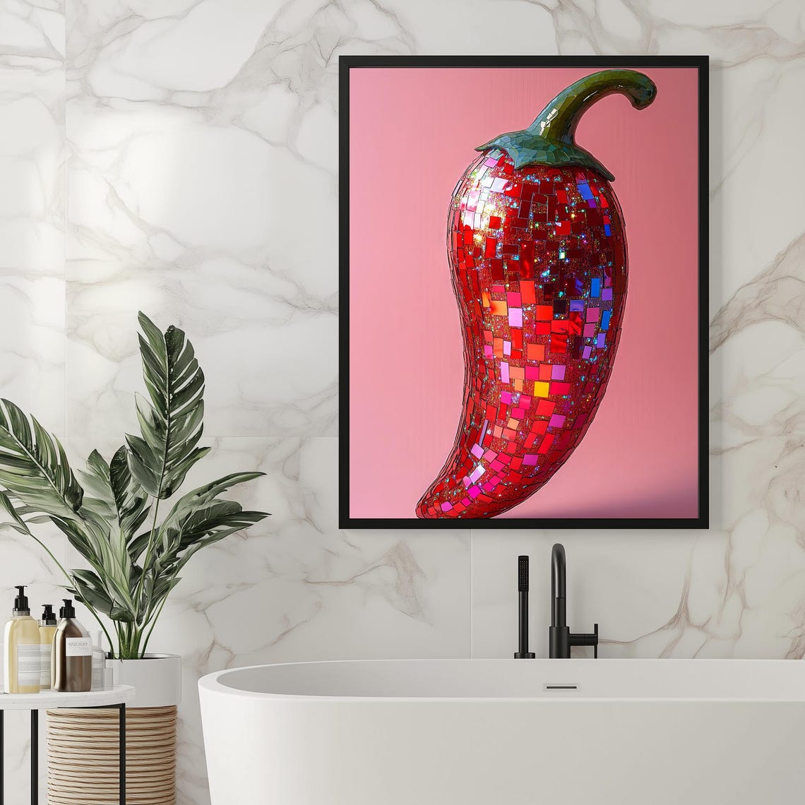 Chili Pepper Disco Ball Print: Funky Kitchen Wall Art (digital Download ...