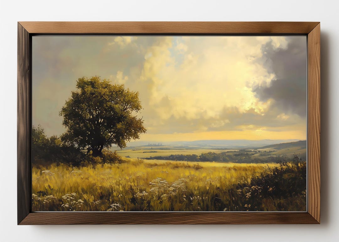 Country Landscape Print: Printable Vintage Wall Art, Rustic Farmhouse ...