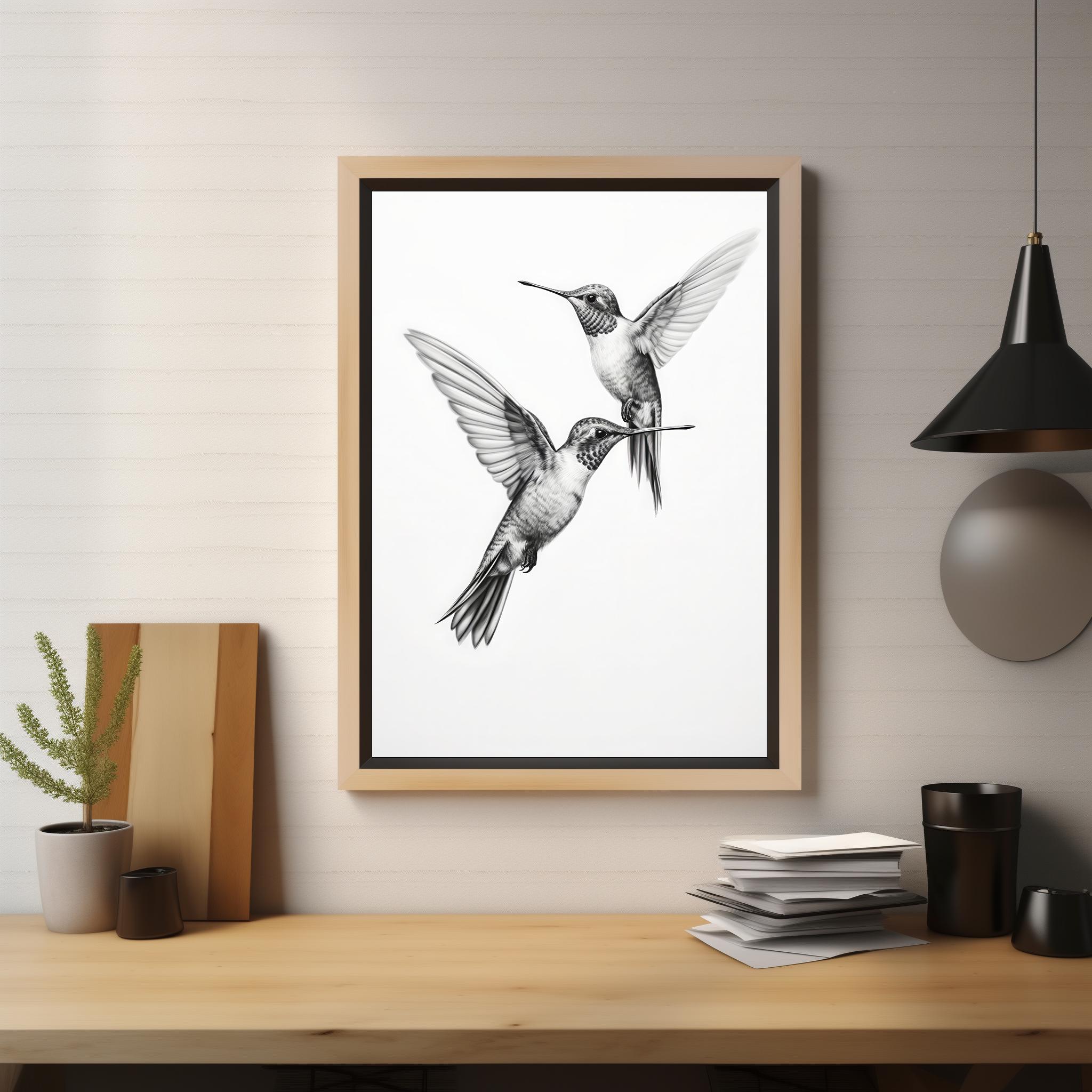 Hummingbirds Sketch Print: Vintage Bird Art, Hummingbirds Artwork ...
