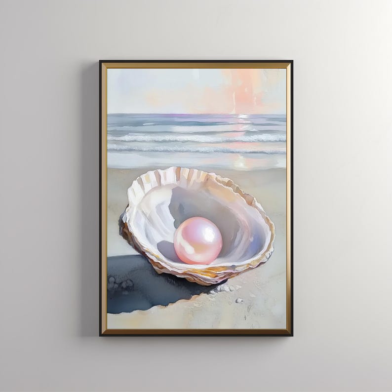 Pink Pearl Inside Seashell: PRINTABLE Wall Art, Trendy Coastal Wall Art ...