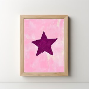 Pink Retro Star Print: Retro Star Poster, Pink Star, Hand Drawn Star ...