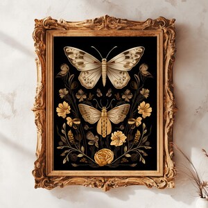 Rustic Botanical Moths 2-SET: Dark Academia, Butterfly Art, Botanical ...