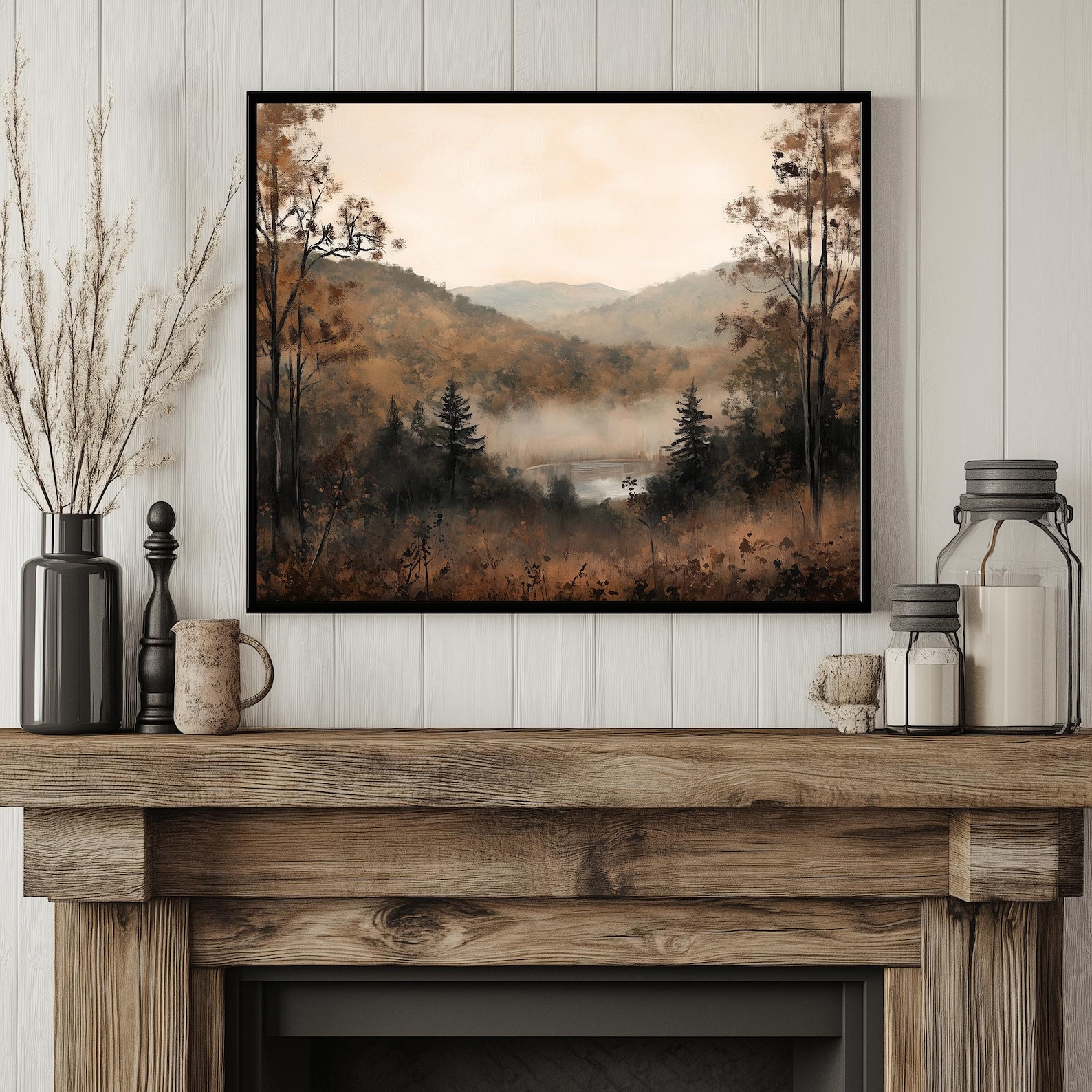 Vintage Fall Landscape Print: Moody Autumn Countryside (digital ...