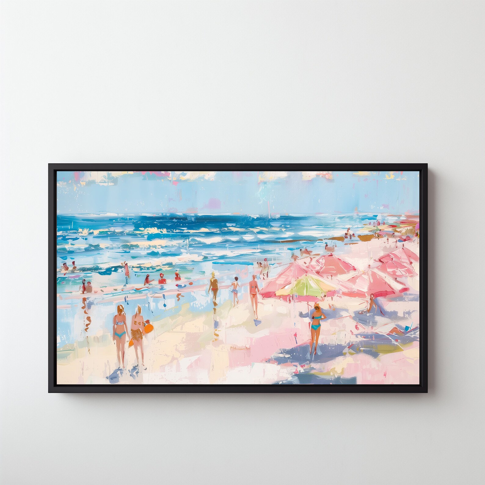 Preppy Retro Coastal Art: Trendy Girly Art, Vintage Beach Art, Abstract ...