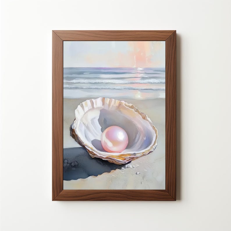 Pink Pearl Inside Seashell: PRINTABLE Wall Art, Trendy Coastal Wall Art ...