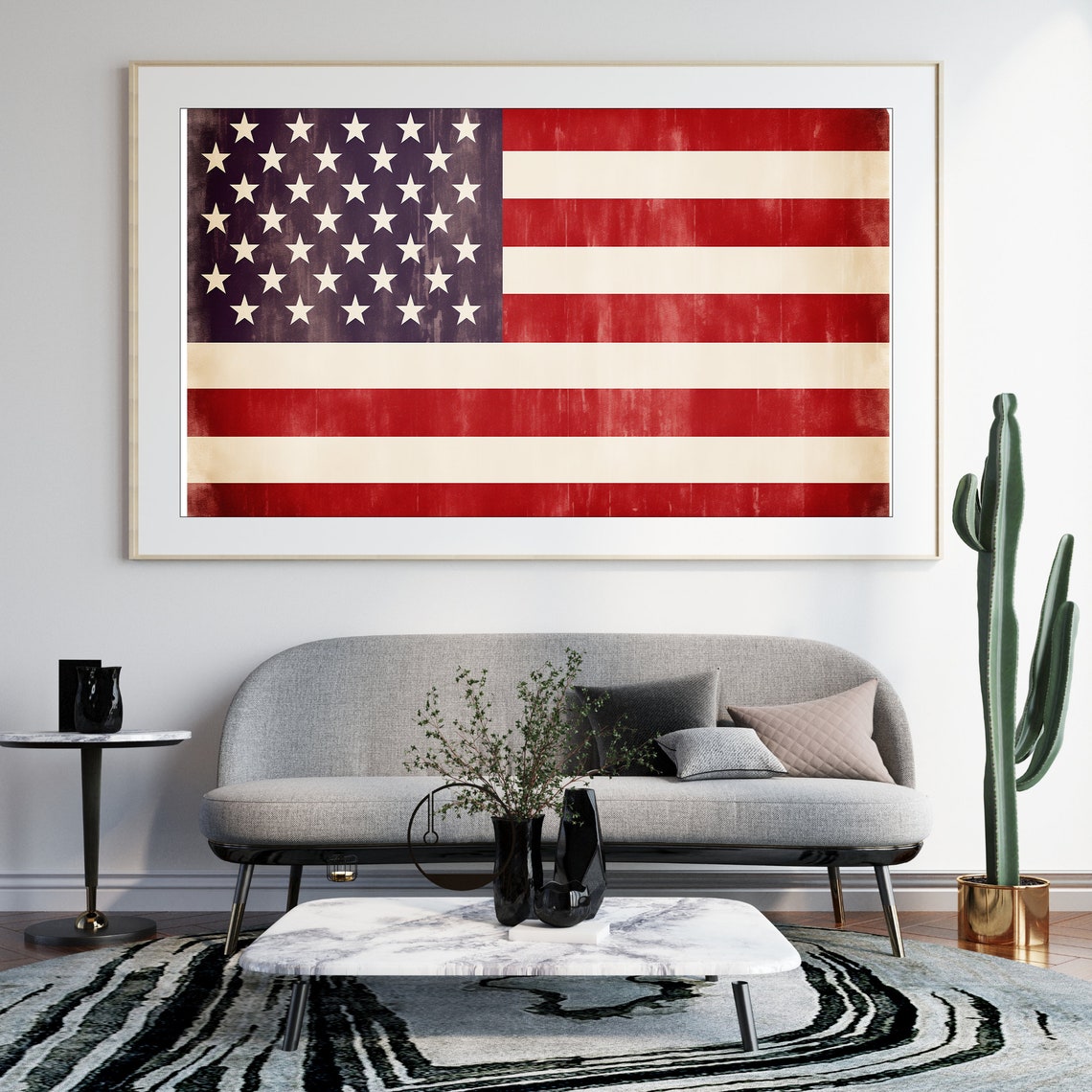 American Flag Print: Rustic Americana Wall Decor, America Wall Art ...