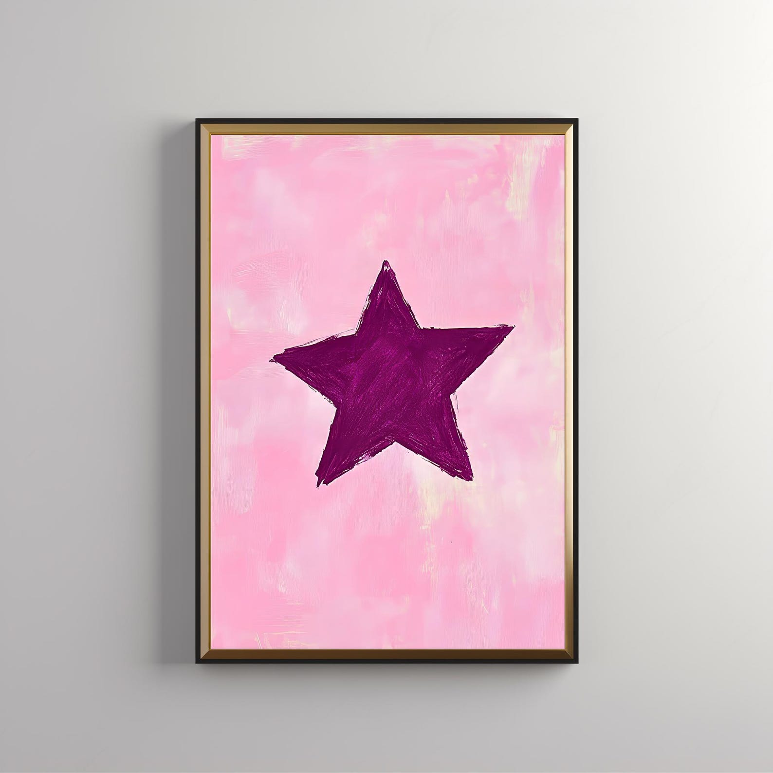 Pink Retro Star Print: Retro Star Poster, Pink Star, Hand Drawn Star ...