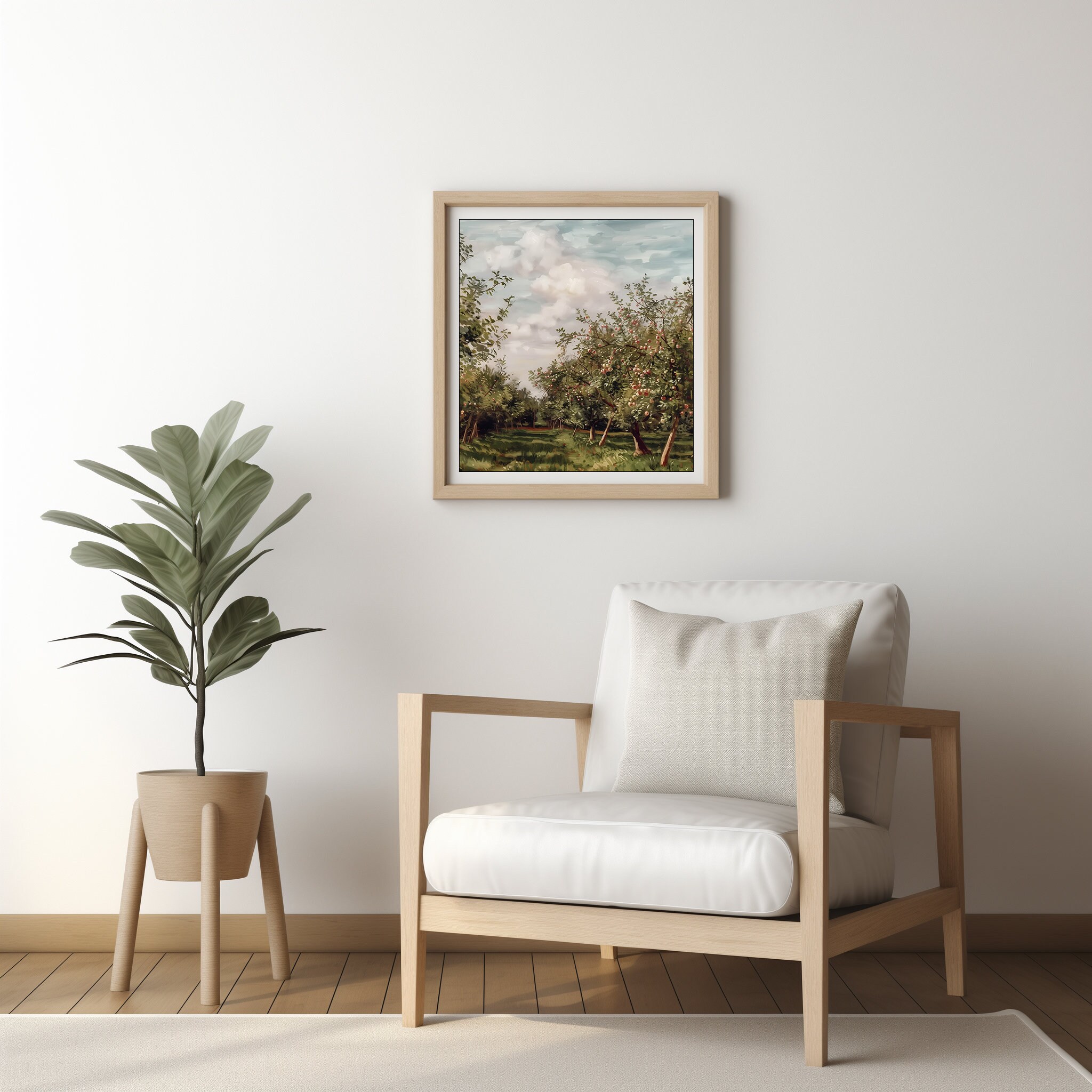 Apple Orchard Wall Art: Landscape Art Print, Vintage Country Painting ...