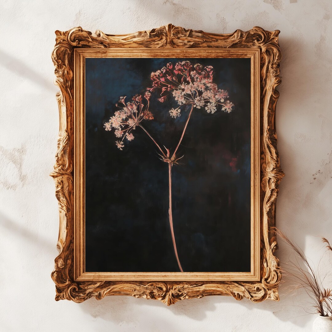 Moody Dark Floral Illustration: Dark Botanical, Dark Floral Art, Plant ...