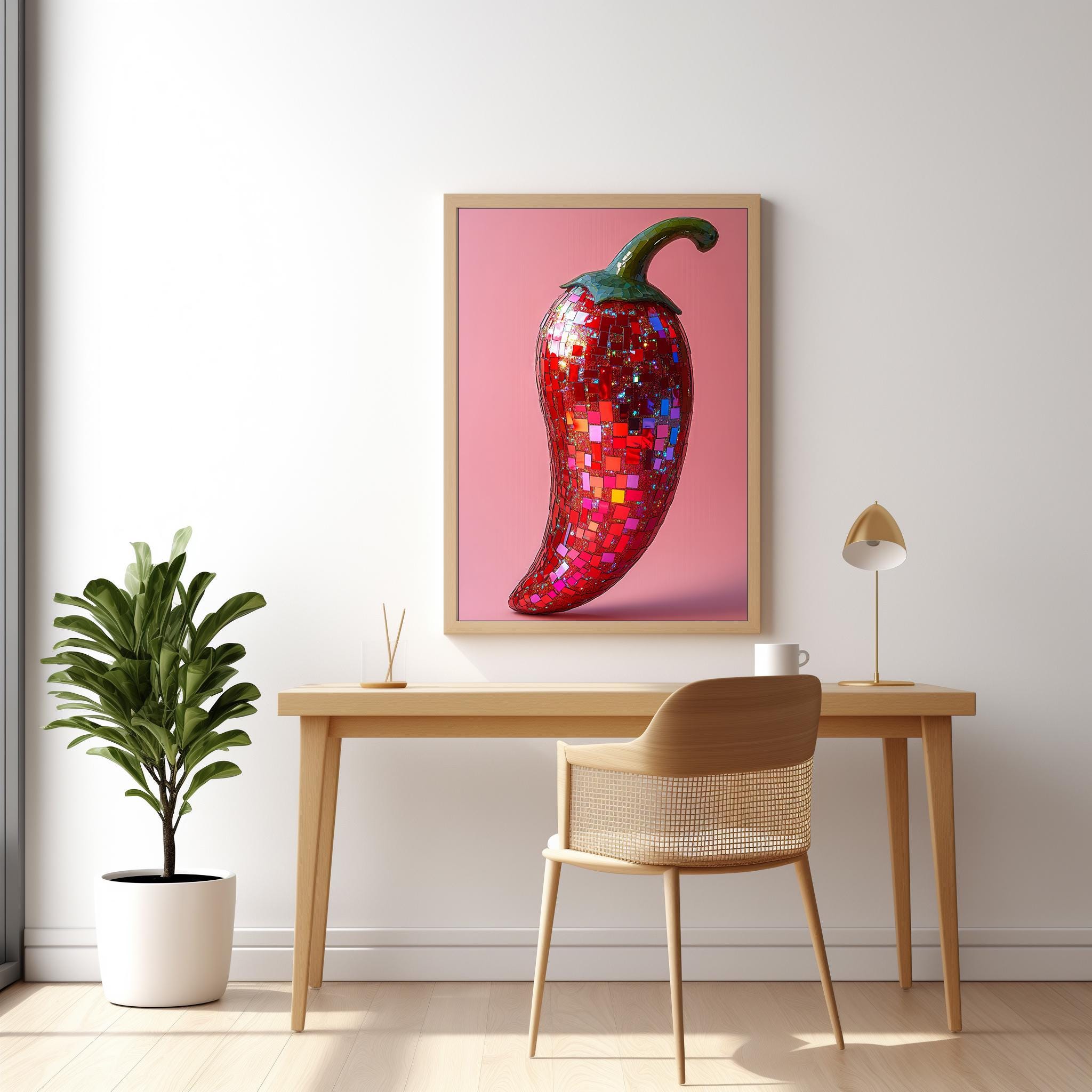 Chili Pepper Disco Ball Print: Funky Kitchen Wall Art (digital Download ...