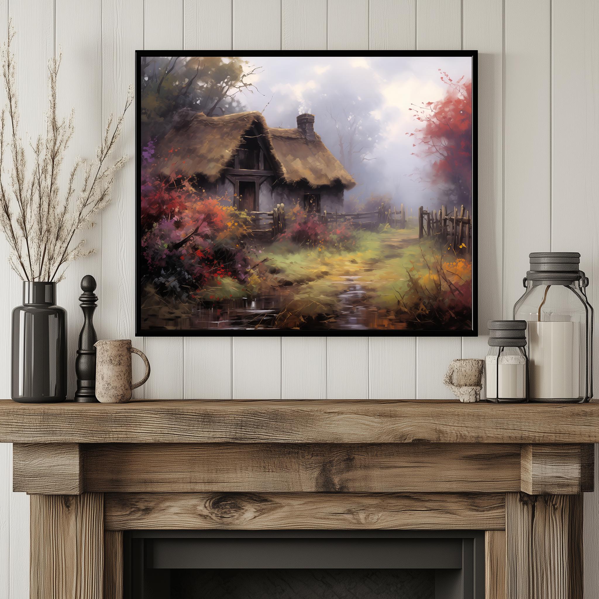 Vintage Fall Cottage: Autumn Landscape Art, Farmhouse Decor, English ...