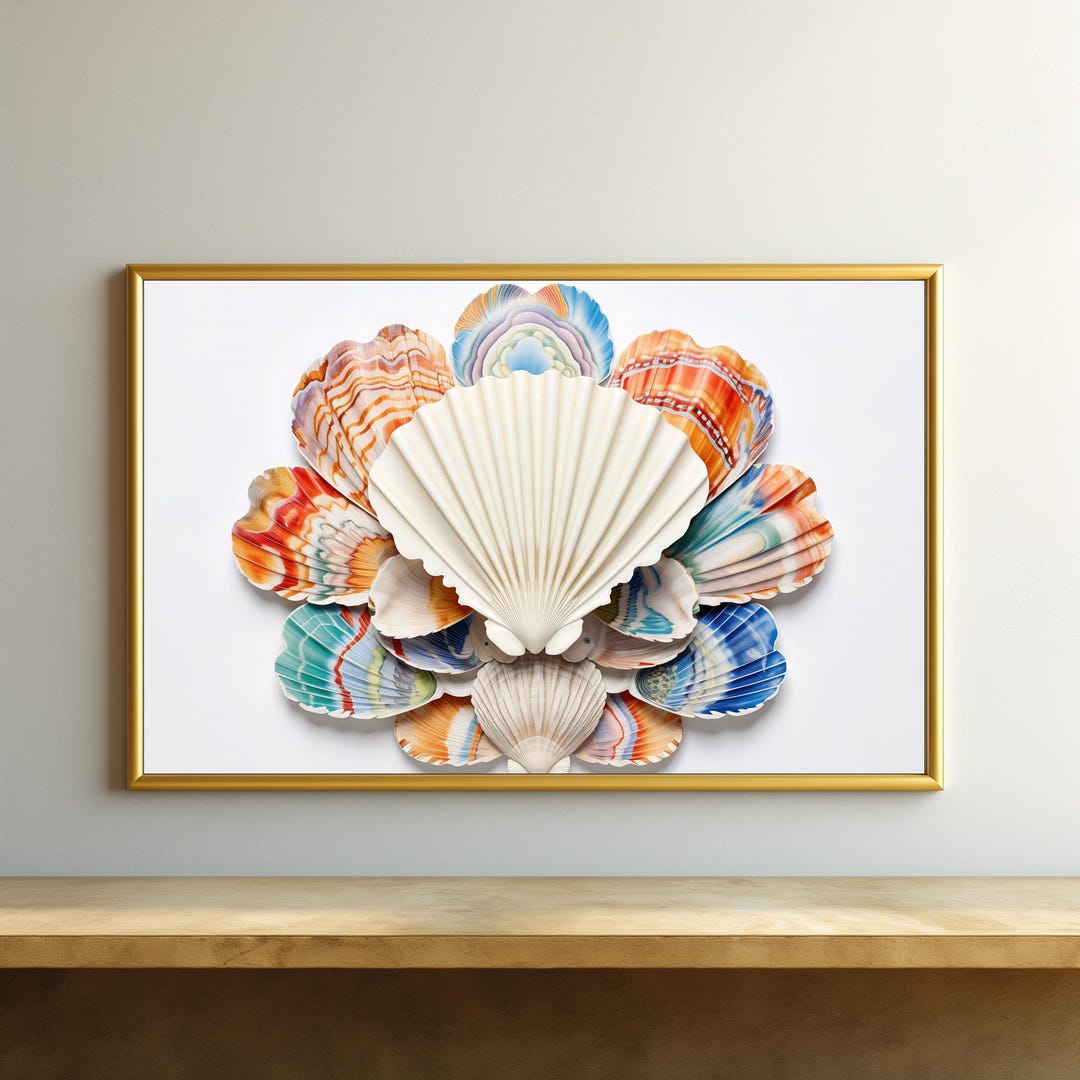 Colorful Seashells PRINTABLE: Colorful Ocean Art, Coastal Prints ...