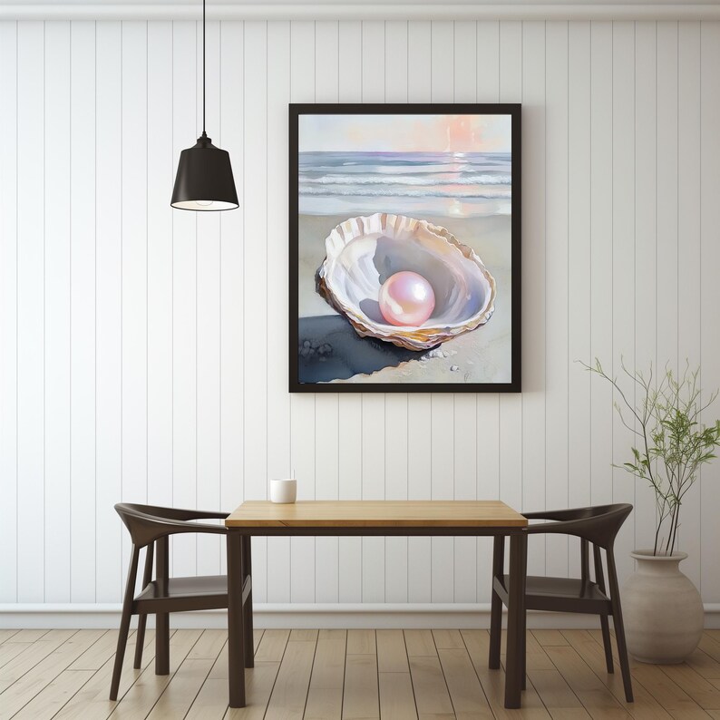 Pink Pearl Inside Seashell: PRINTABLE Wall Art, Trendy Coastal Wall Art ...
