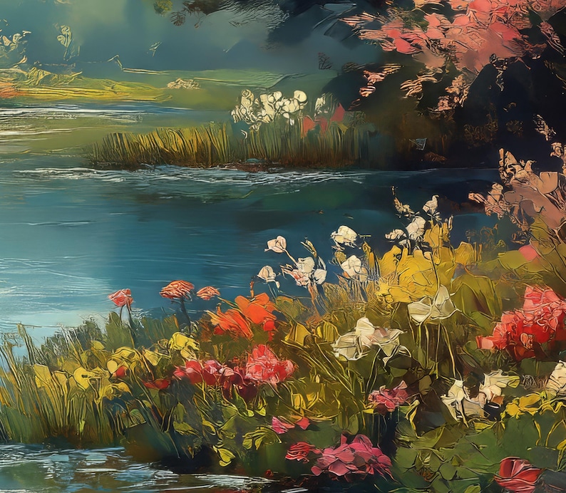 Cottage Oil Painting: Spring Garden Landscape Art (digital Download ...