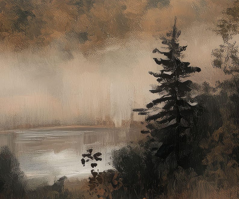 Vintage Fall Landscape Print: Moody Autumn Countryside (digital ...