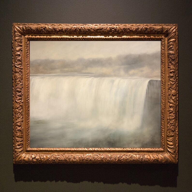 Vintage Niagara Falls Painting: Abstract Tonal Waterfall Art ...