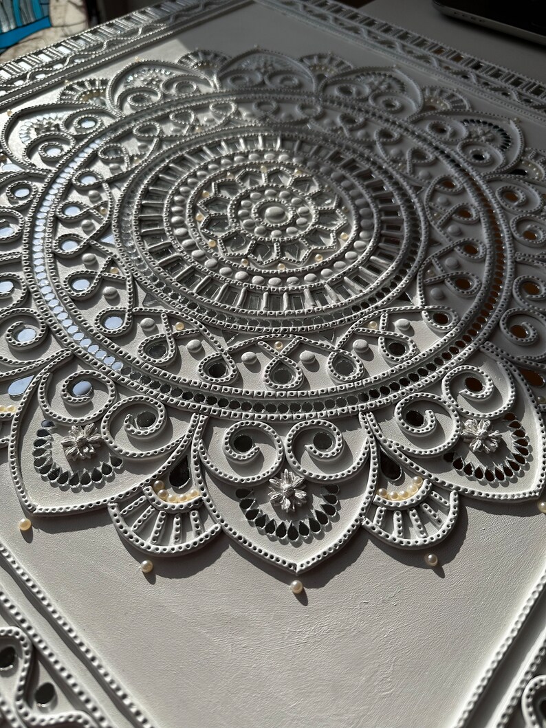 White Lippan Mandala Wall Hanging / Home Decor - Etsy
