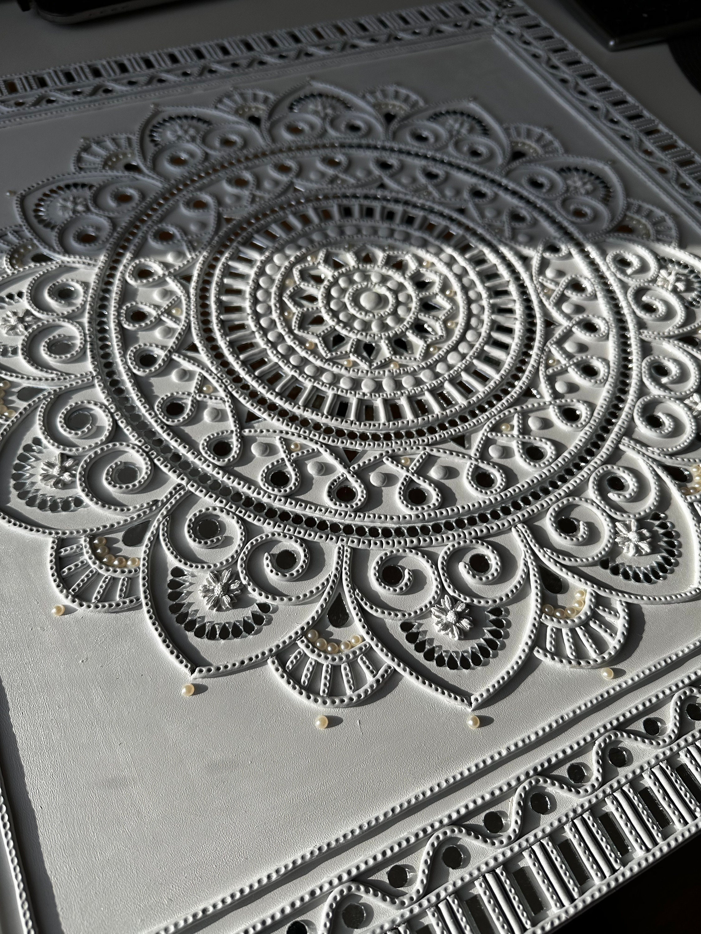 White Lippan Mandala Wall Hanging / Home Decor - Etsy