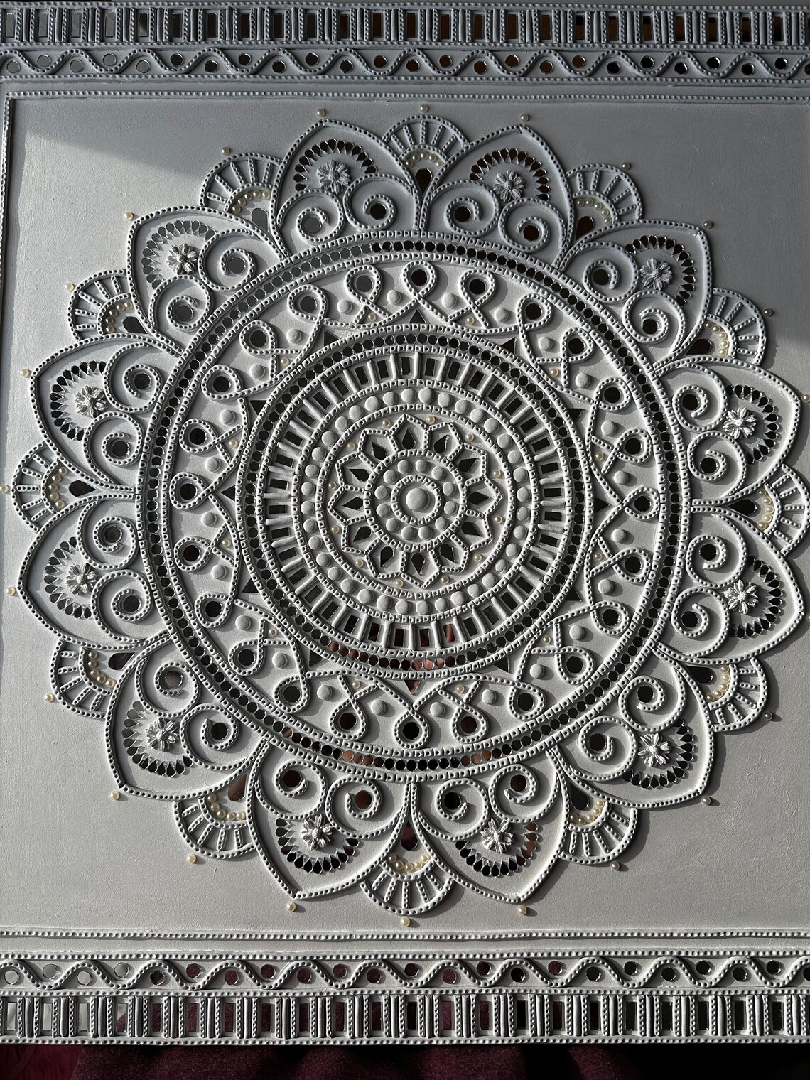White Lippan Mandala Wall Hanging / Home Decor - Etsy
